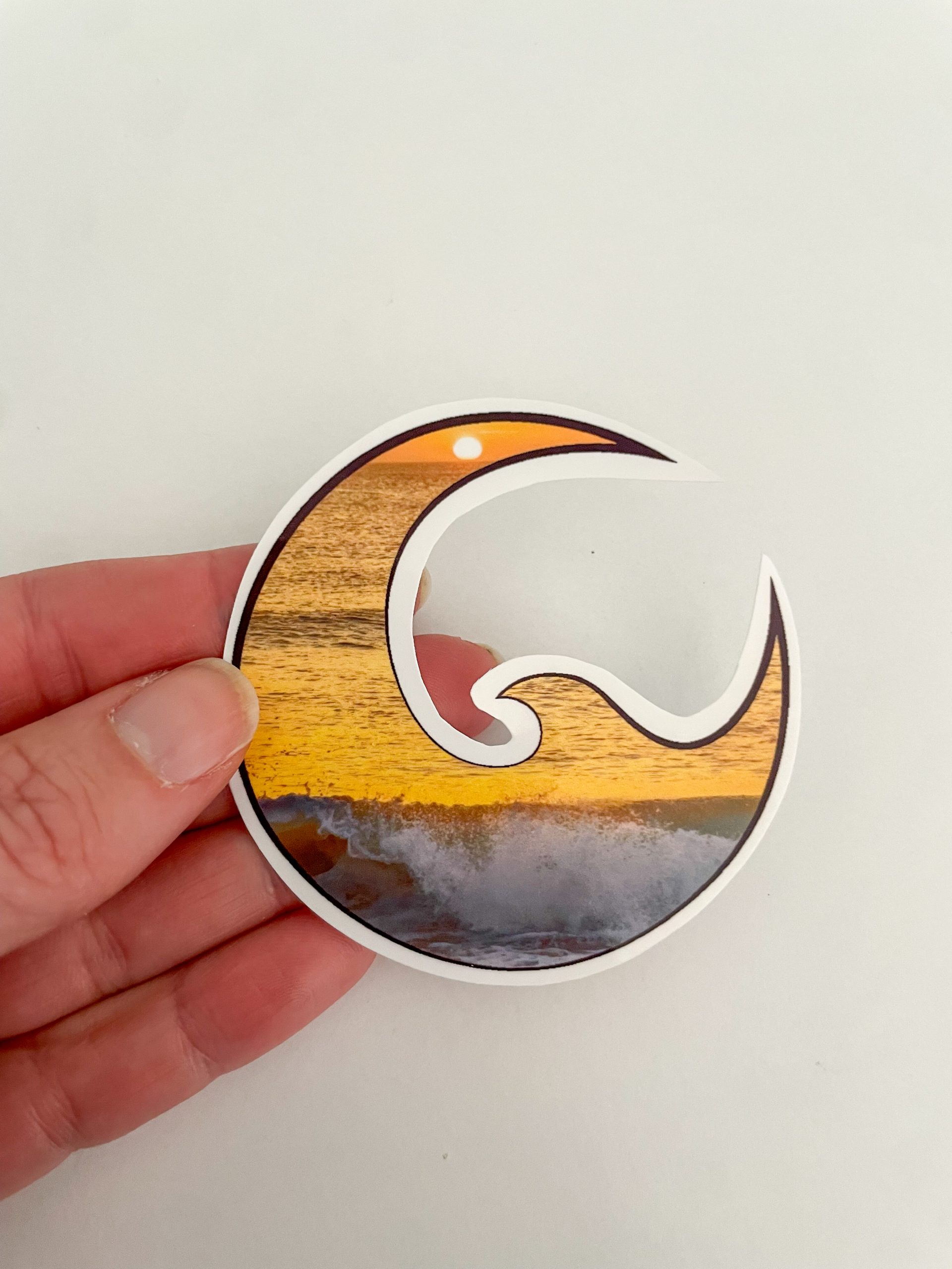 Beach Photography Sticker in Moon Shape - AJ Photo
